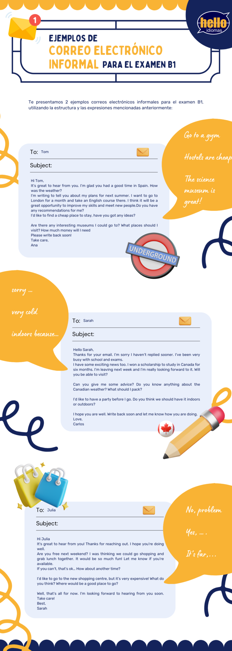 Email informal en tu examen Cambridge Preliminary B1 de inglés